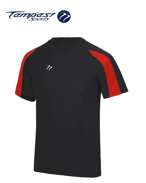 Tempest Lightweight Black Red Mens Training Shirt - tempestshop.com