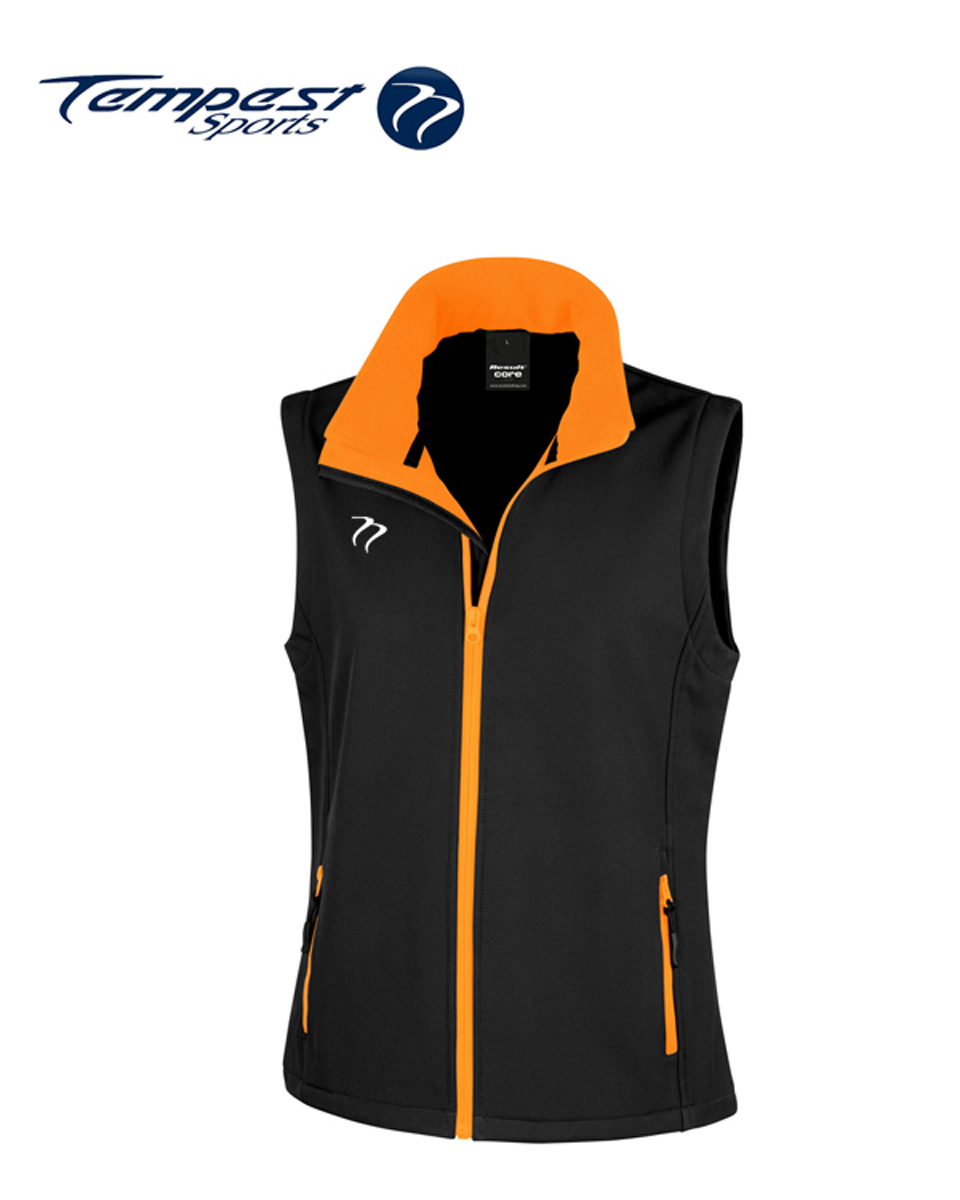 Tempest Black Orange Soft Shell Gilet - tempestshop.com